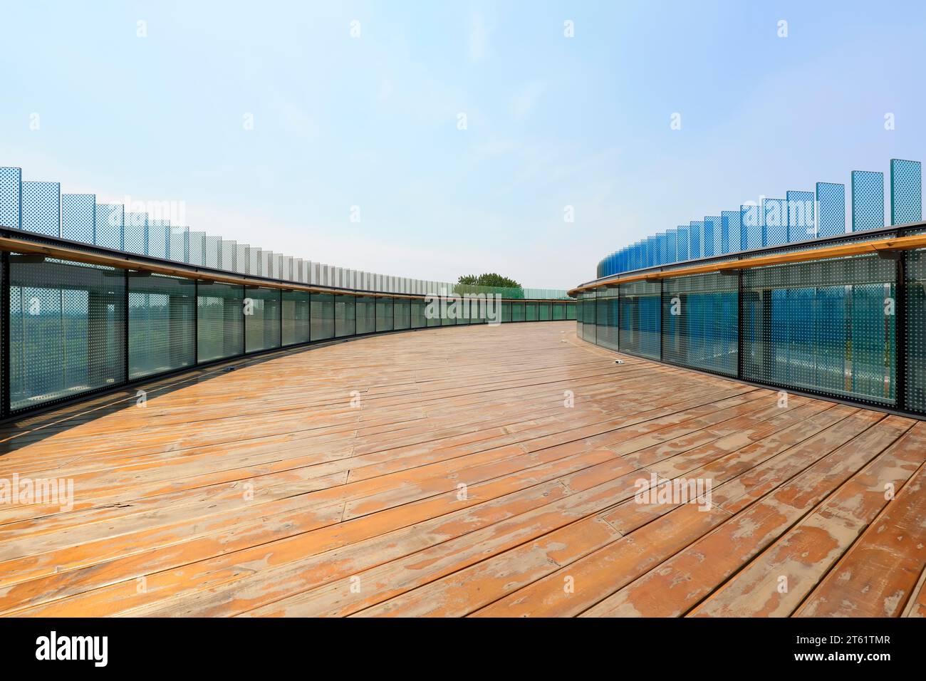 solar energy heat-collection plates and wooden platforms Stock Photo ...