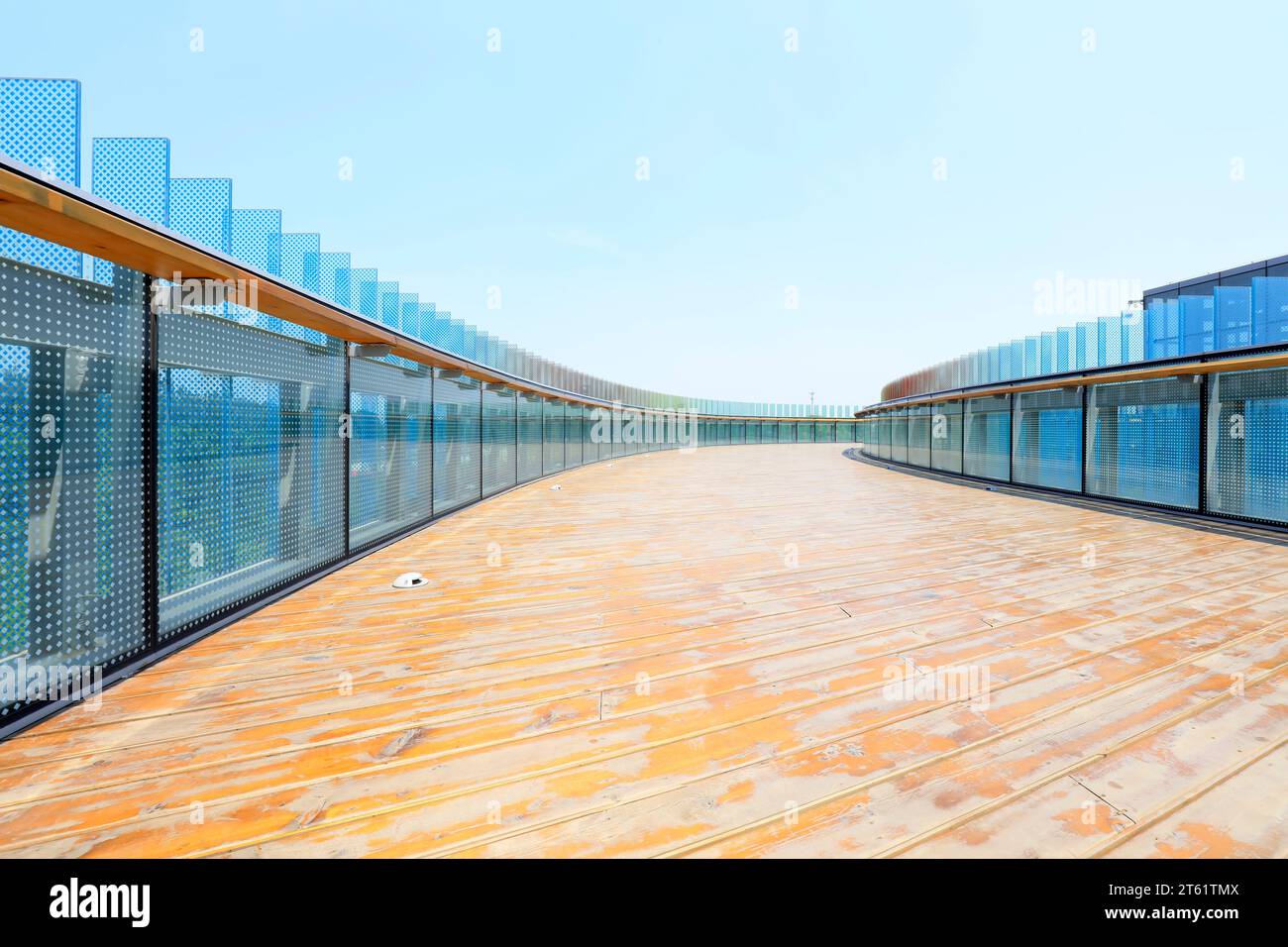 solar energy heat-collection plates and wooden platforms Stock Photo ...