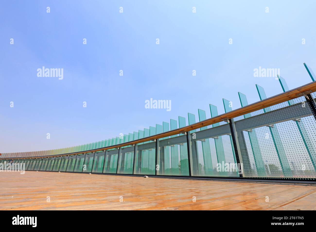 solar energy heat-collection plates and wooden platforms Stock Photo ...