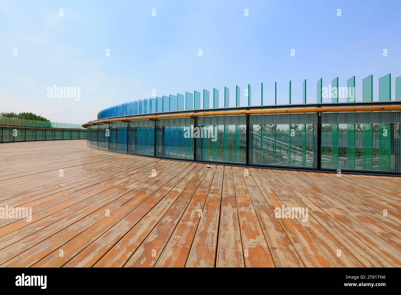 solar energy heat-collection plates and wooden platforms Stock Photo ...