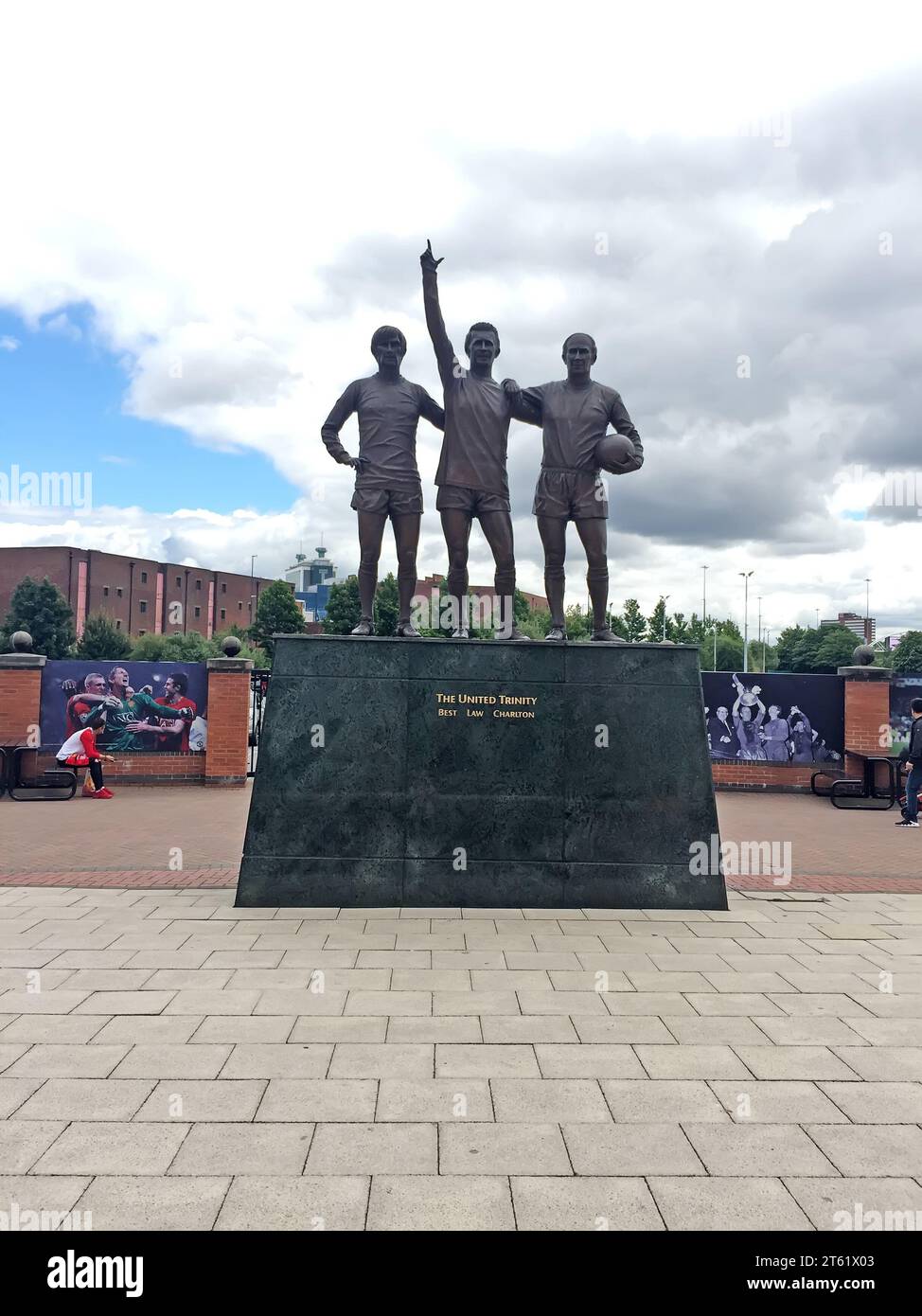Manchester - July 27: sculpture in front of the old trafford stadium ...