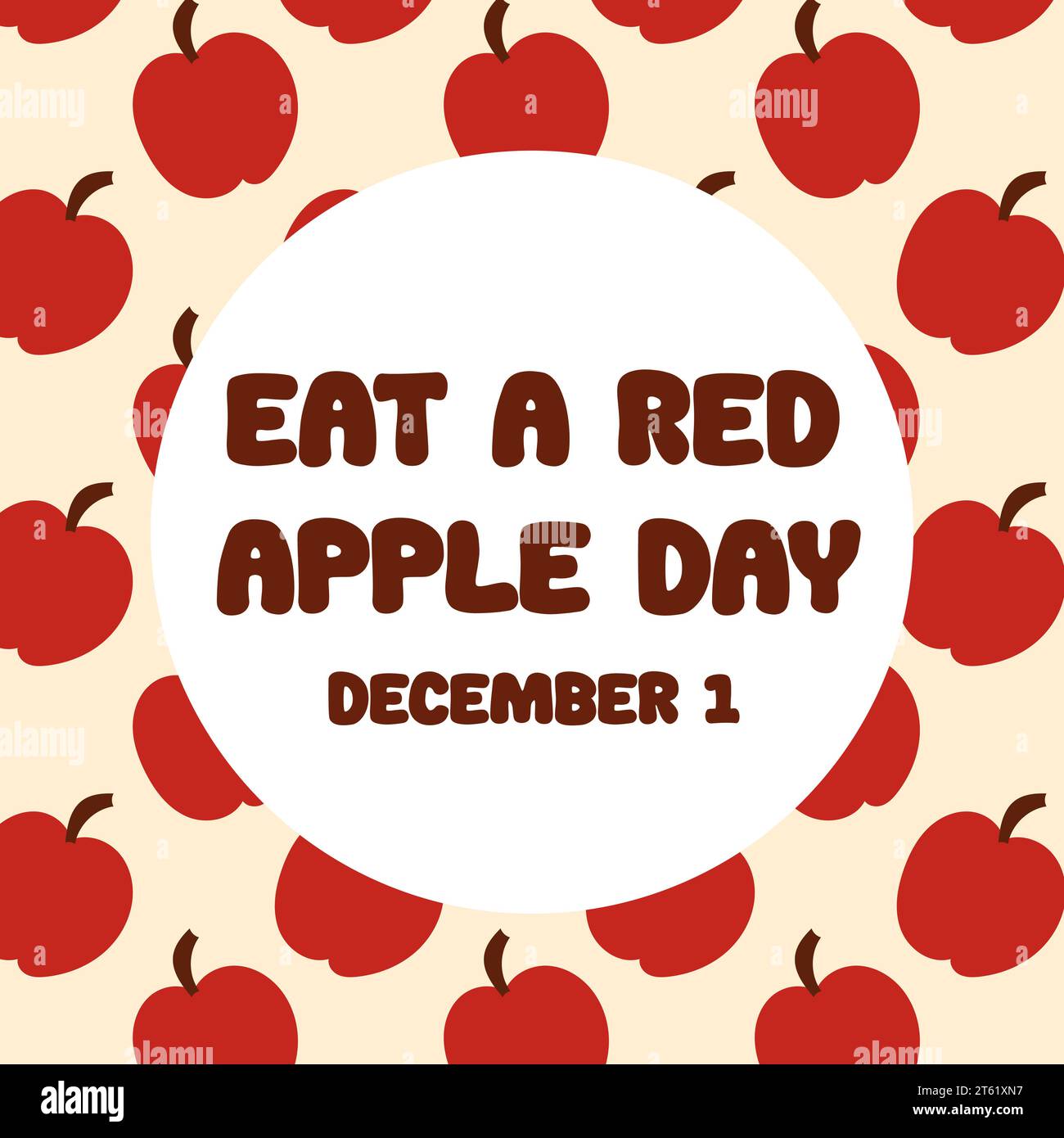 Eat a Red Apple Day. Greeting card, vector illustration with red apple ...