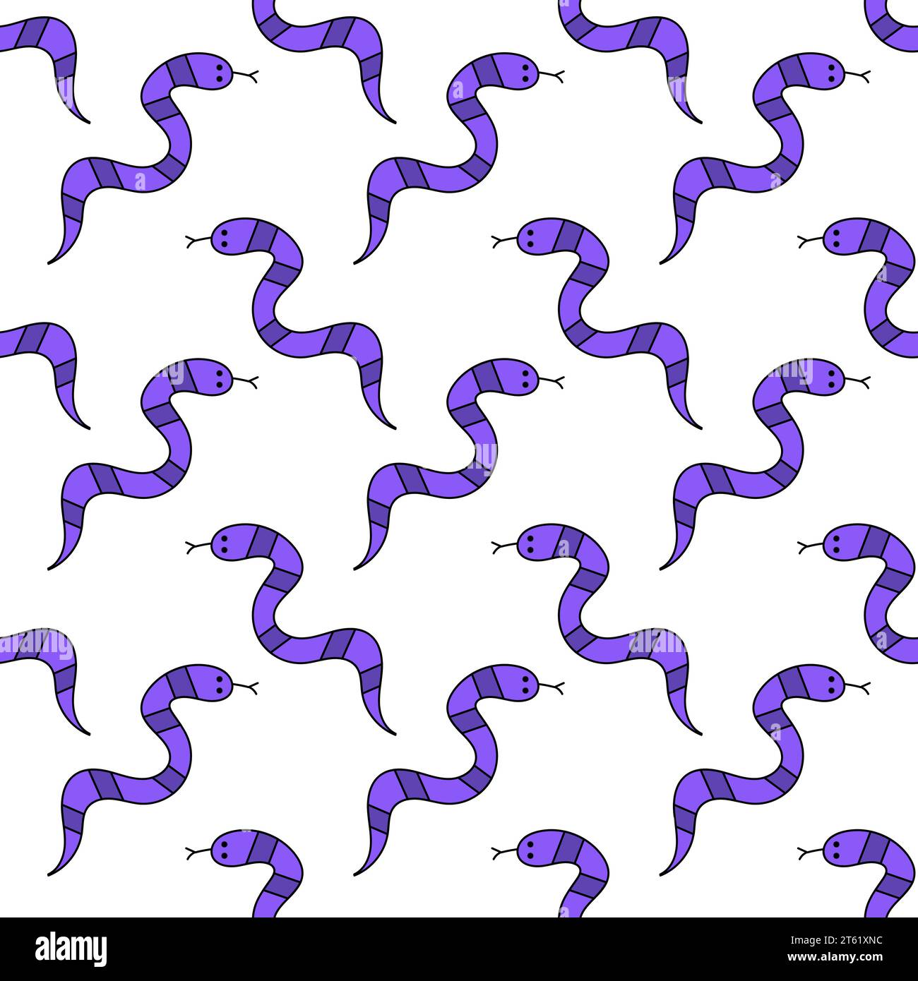 Seamless hand drawn vector pattern with purple striped snakes. Vector ...