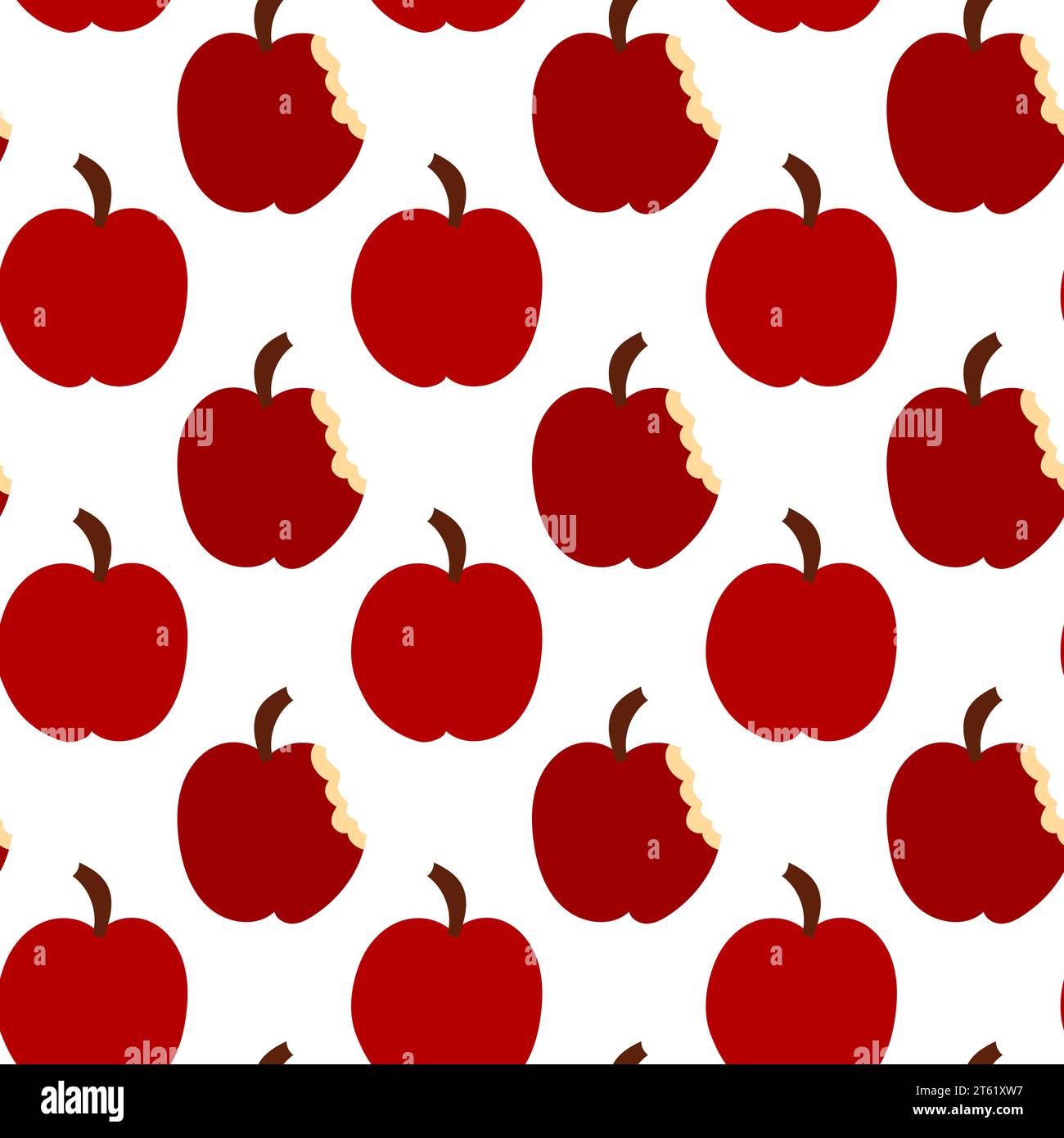Red whole and bitten Apples seamless pattern. Eco farming fruit ...