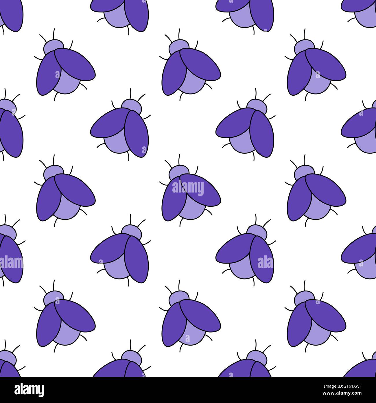 Seamless pattern with mystical bugs. Purple insects. Vector Flat ...