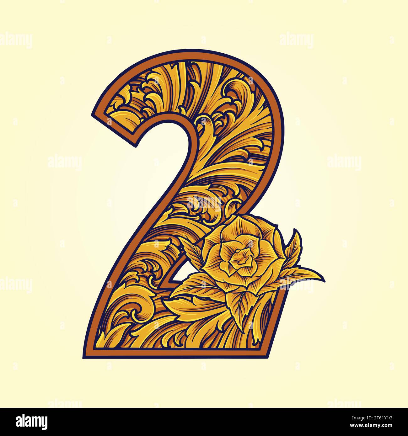 Antique vintage number 2 monogram logo vector illustrations for your ...