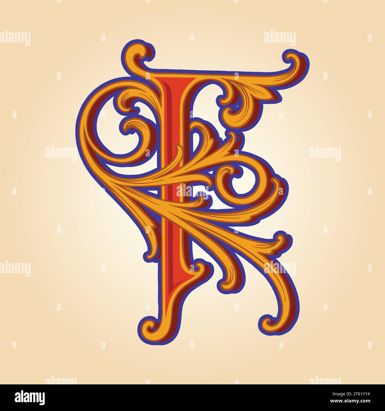 Classic beauty flourishing letter F monogram logo vector illustrations ...