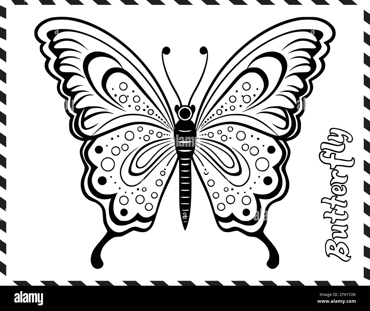 Cute Butterfly Coloring Page Drawing For Kids Stock Vector Image & Art ...