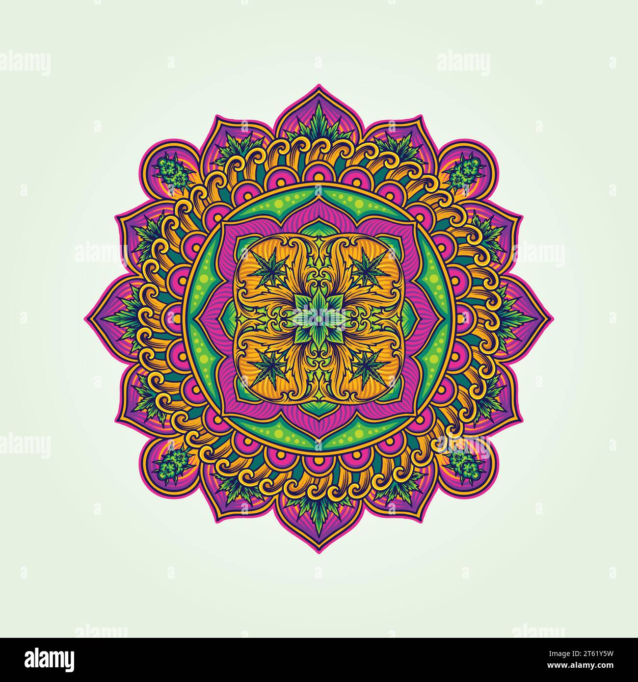 Elegant cannabis leaf mandala embellishment vector illustrations for ...