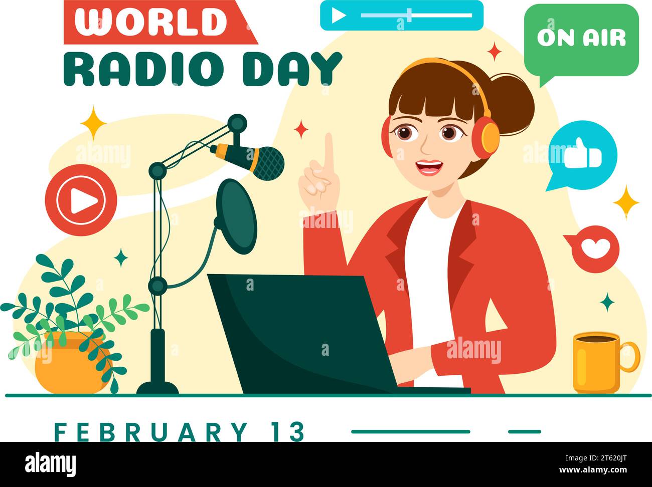 World Radio Day Vector Illustration on 13 February for Communication ...