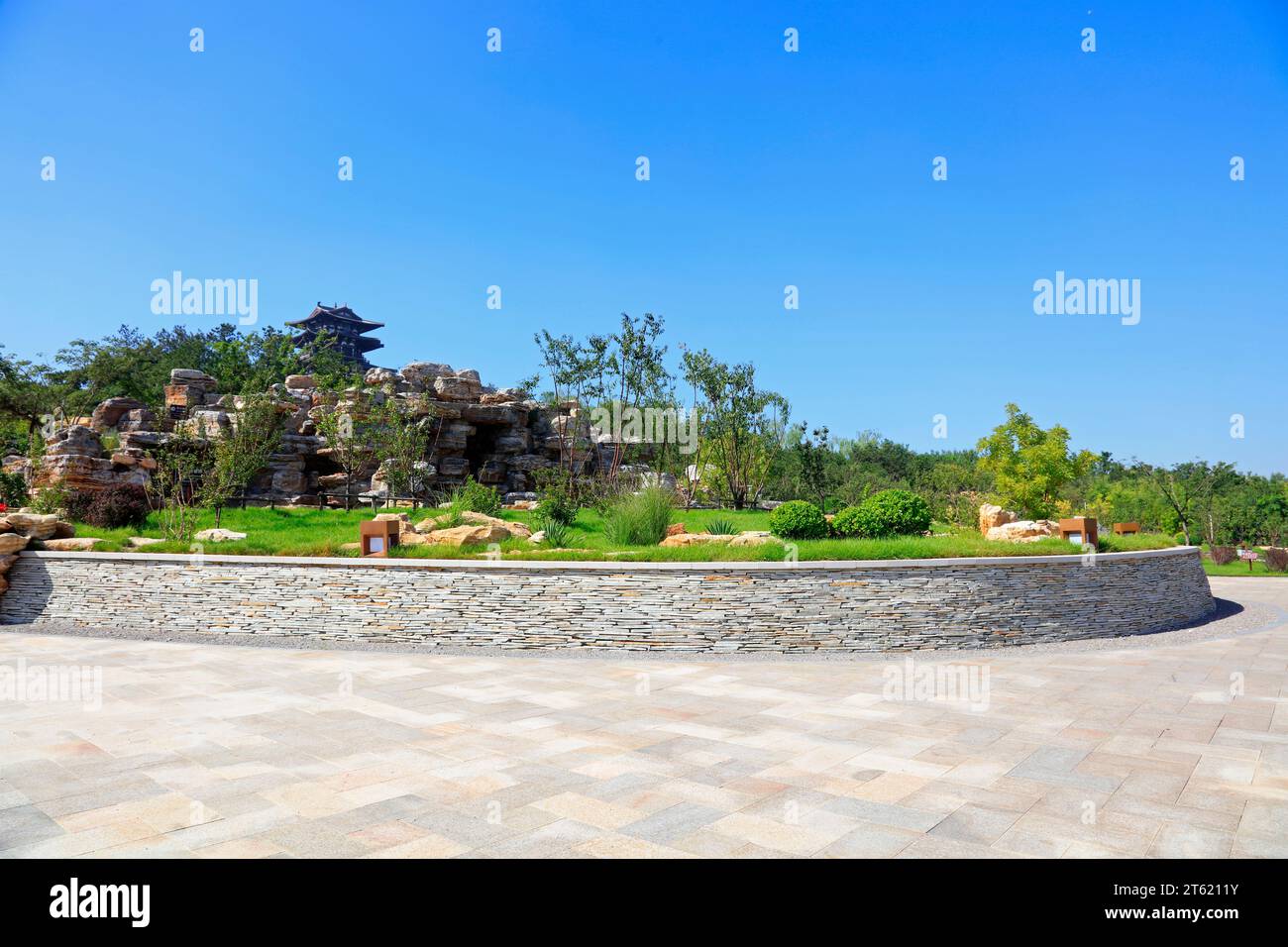 Chinese ancient architecture in a park Stock Photo - Alamy
