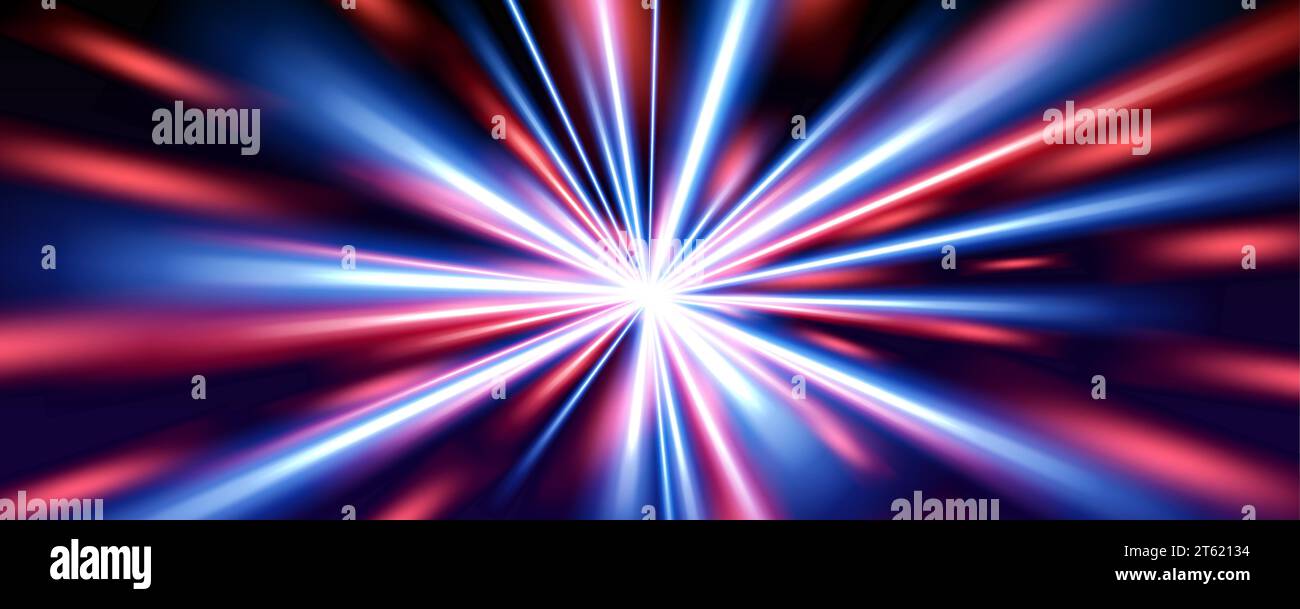 Blue red speed light motion effect abstract background. Fast neon race ...