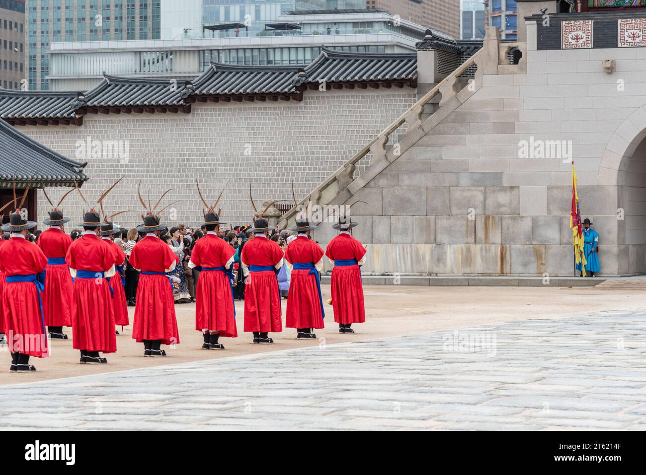 Reenactment of change of Korean royal guards ceremony in historical ...