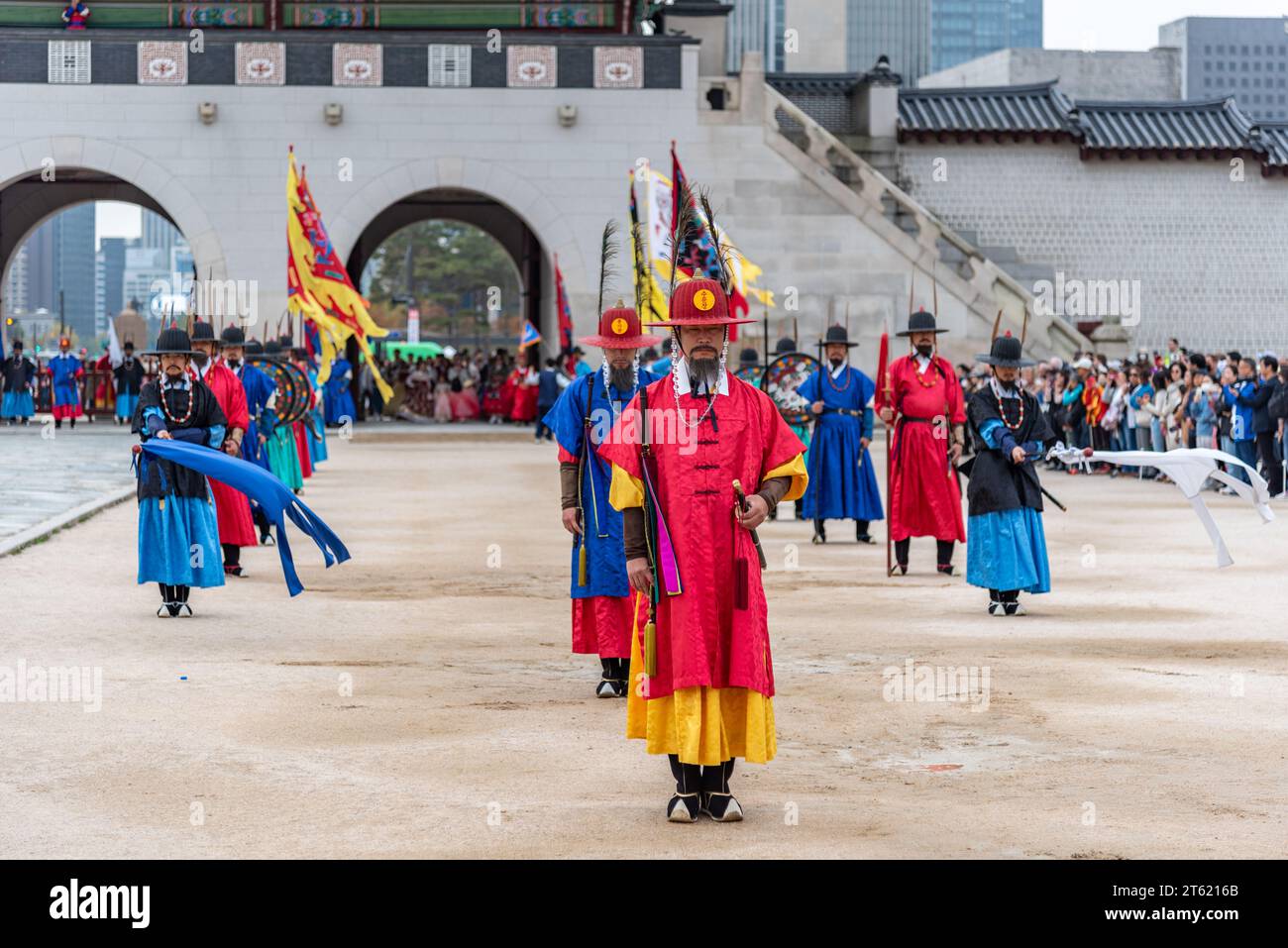 Reenactment of change of Korean royal guards ceremony in historical ...