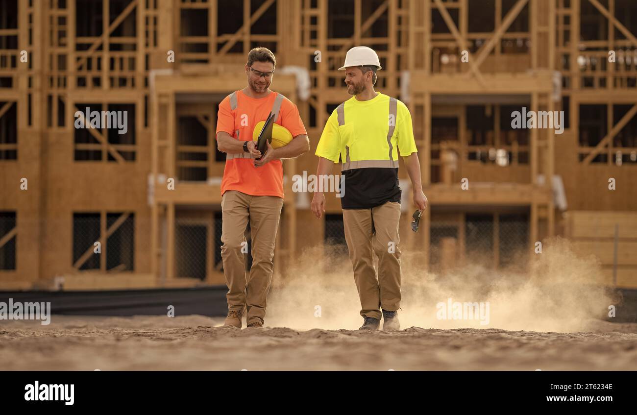 cheerful architect men with construction project. architect men ...