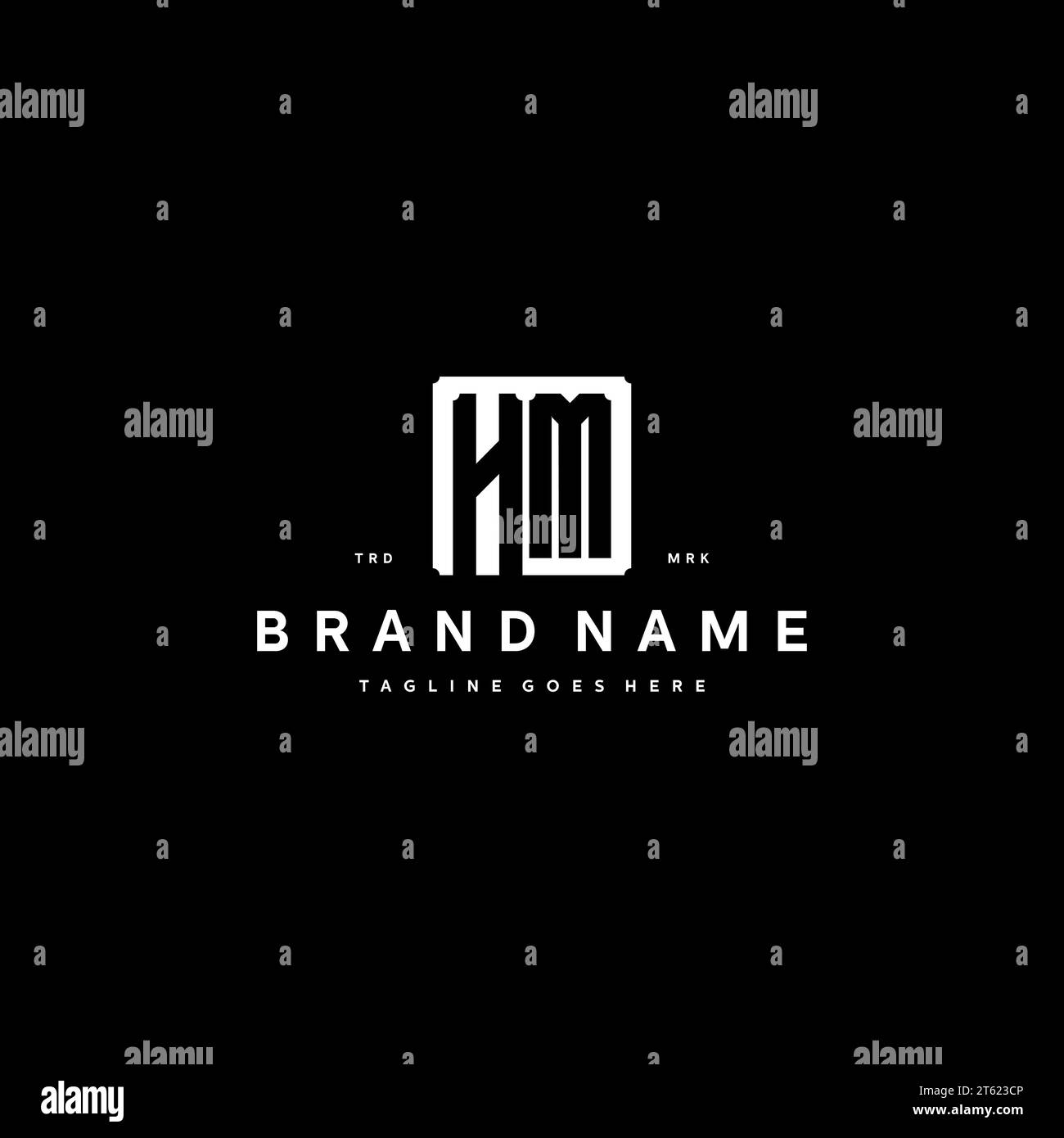 HM monogram logo initials with square rectangular shape isolated on ...