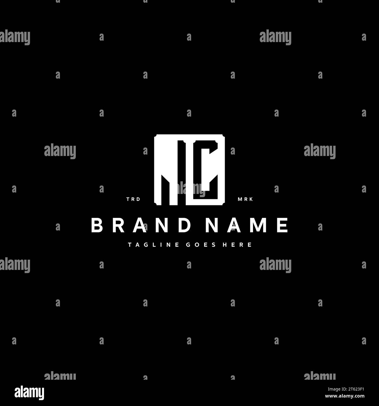 JC monogram logo initials with square rectangular shape isolated on ...