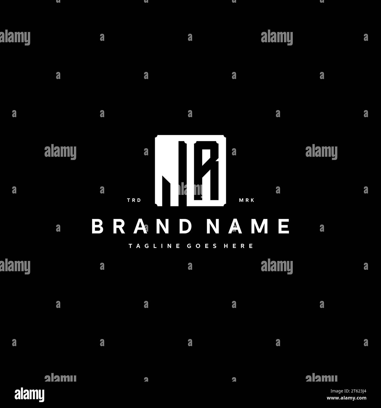 Jr Monogram Logo Initials With Square Rectangular Shape Isolated On