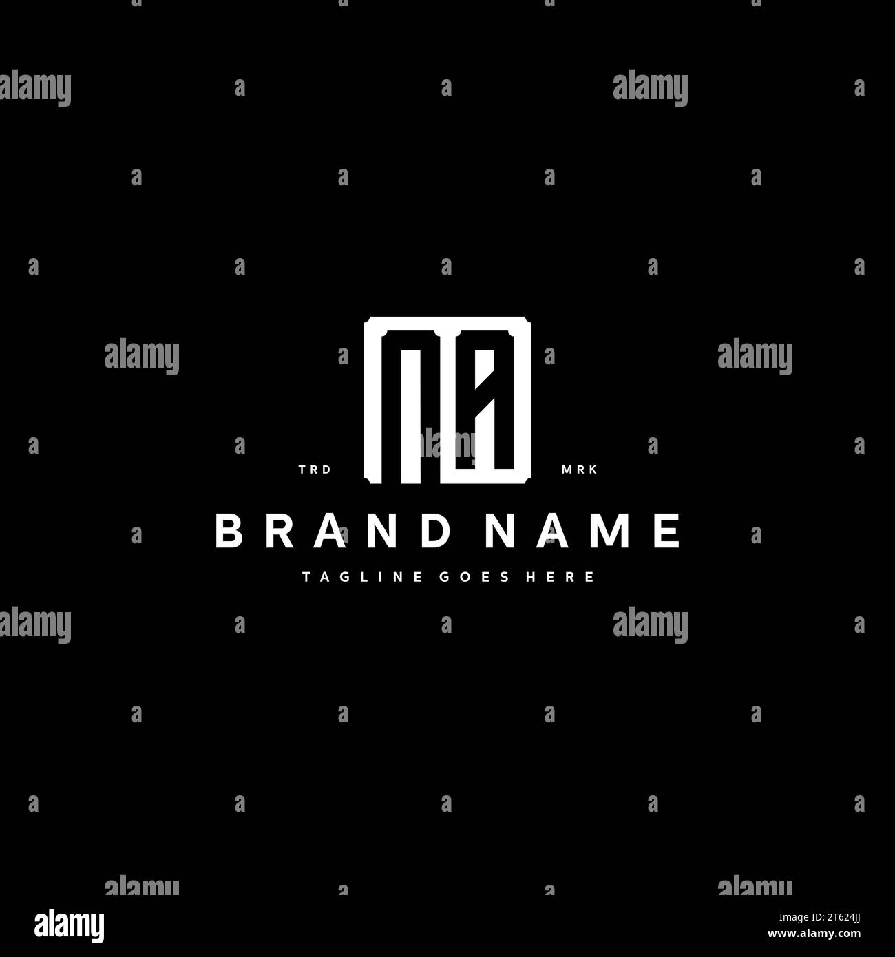 NA monogram logo initials with square rectangular shape isolated on ...