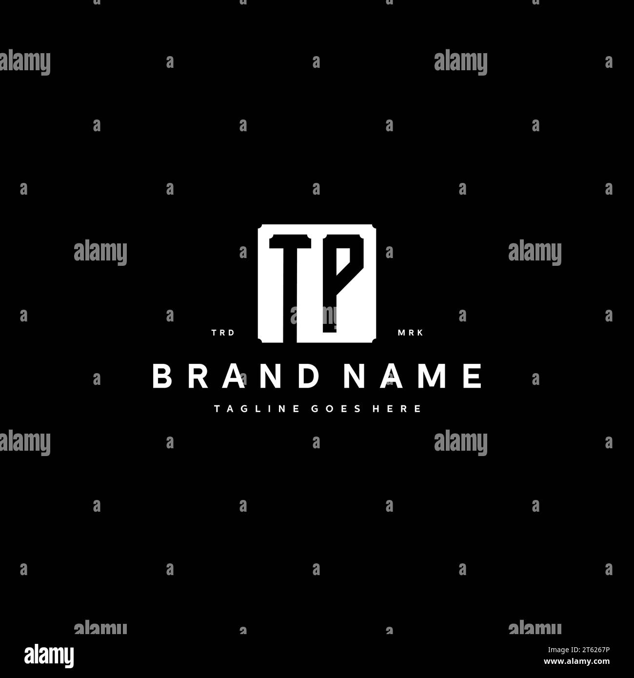 TP monogram logo initials with square rectangular shape isolated on ...