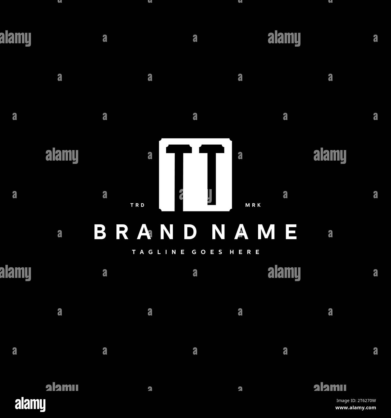 TT monogram logo initials with square rectangular shape isolated on ...