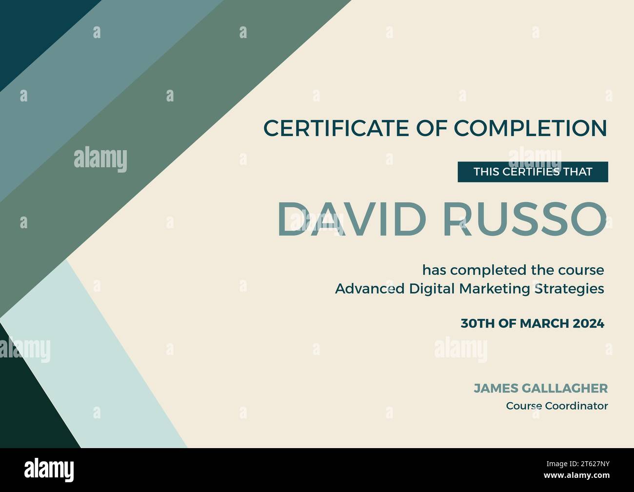 Composite of certificate of completion text with pattern on cream ...