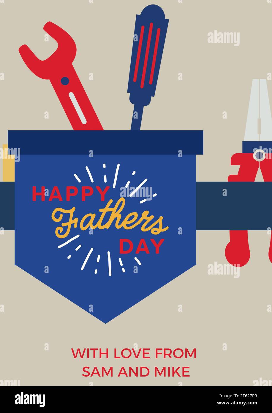 Happy father's day, with love from sam and mike text with tools in ...