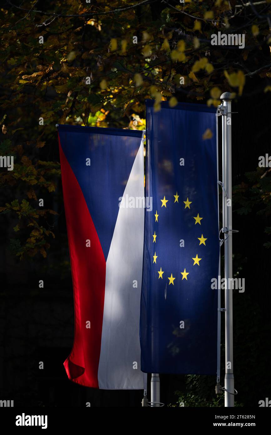 Dresden, Germany. 07th Nov, 2023. The flag of the Czech Republic and a ...