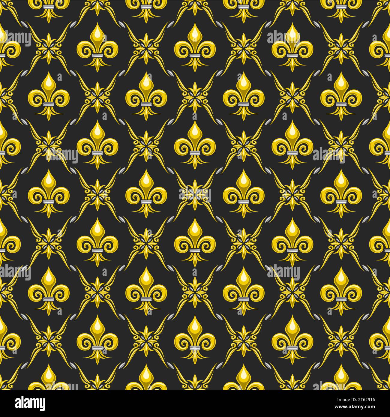 Vector Fleur de Lis Seamless Pattern, square repeat background with ...