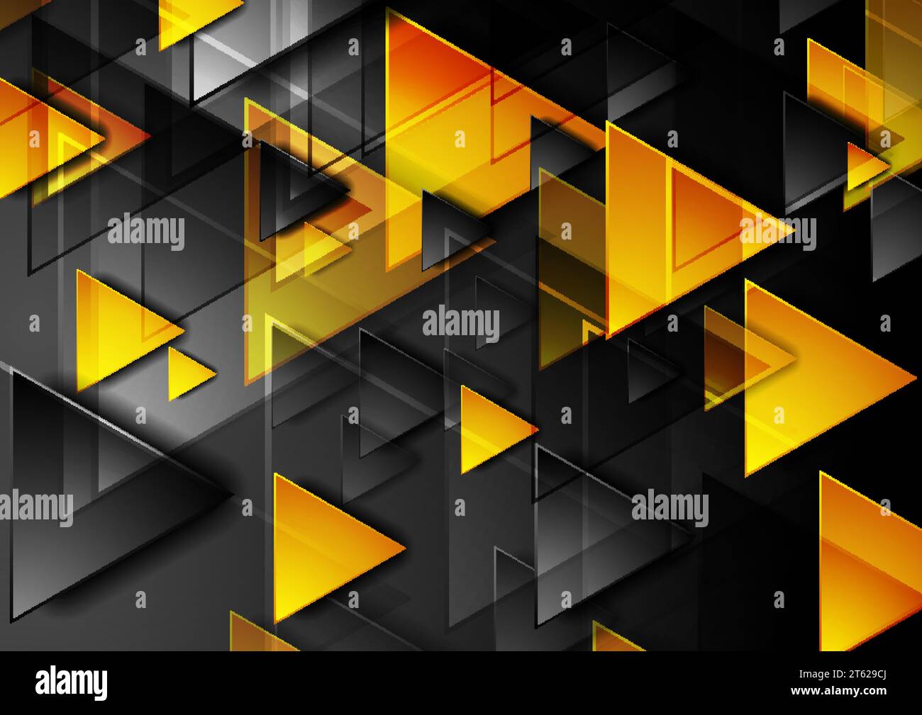 Black and orange glossy triangles abstract geometric background. Vector ...