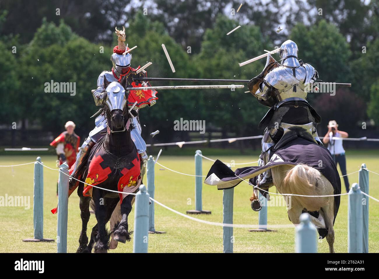 Knight jousting. Medieval knights during a jousting tournament. Knights competition Stock Photo ...