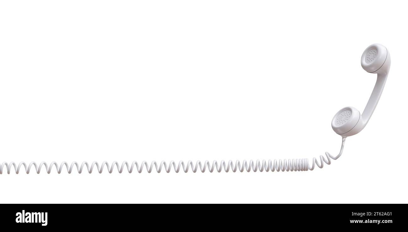 White old phone receiver isolated on white transparent background Stock Photo - Alamy