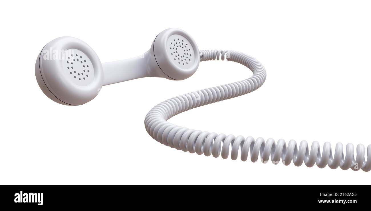 White old phone receiver isolated on white transparent background Stock ...