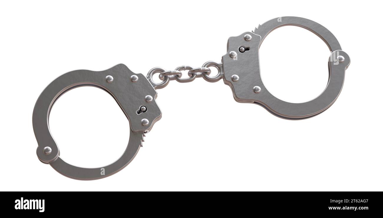 Handcuffs isolated on white transparent background. Metal chain and ...