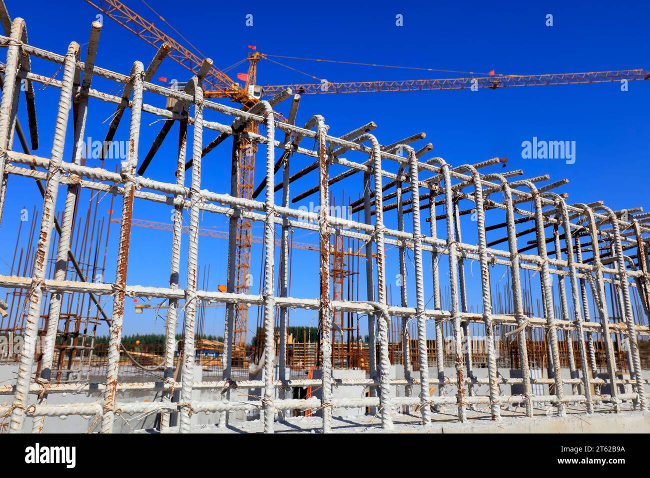 Steel components in the construction site Stock Photo - Alamy