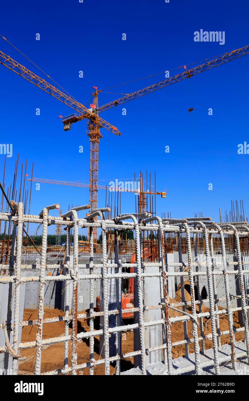 Steel components in the construction site Stock Photo - Alamy