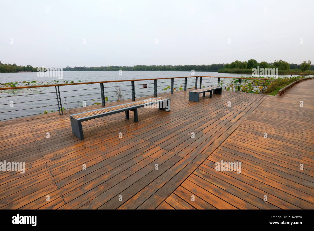 Park wooden platform Stock Photo - Alamy