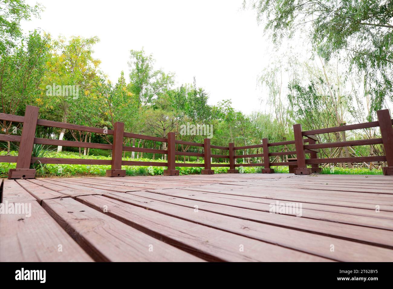 Park wooden platform Stock Photo - Alamy