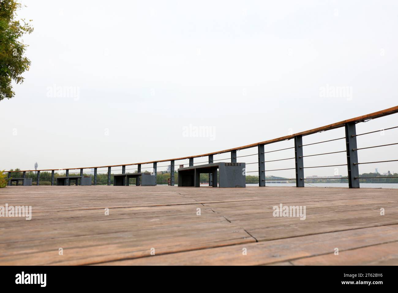 Park wooden platform Stock Photo - Alamy