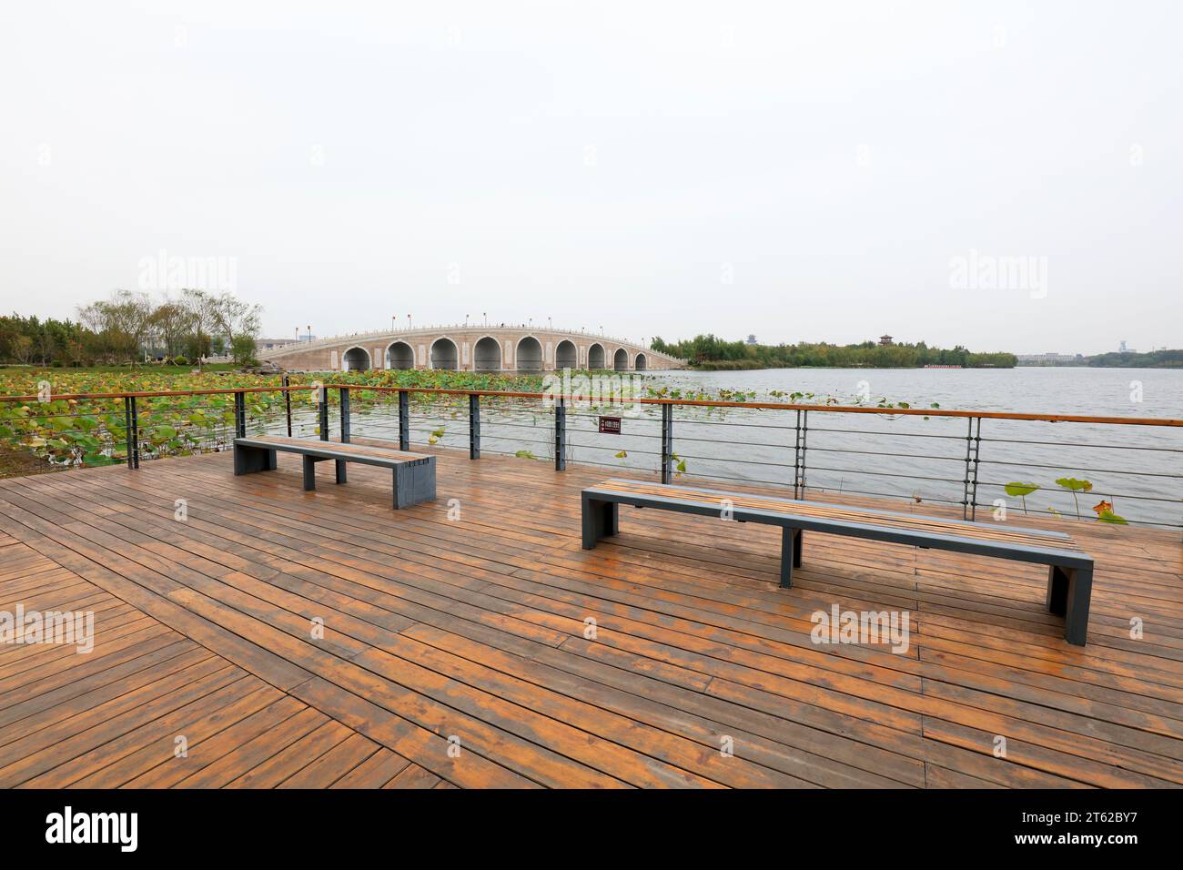 Park wooden platform Stock Photo - Alamy
