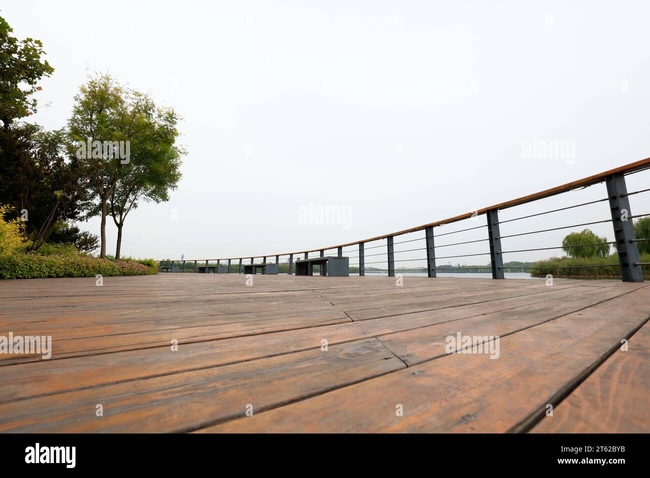 Park wooden platform Stock Photo - Alamy