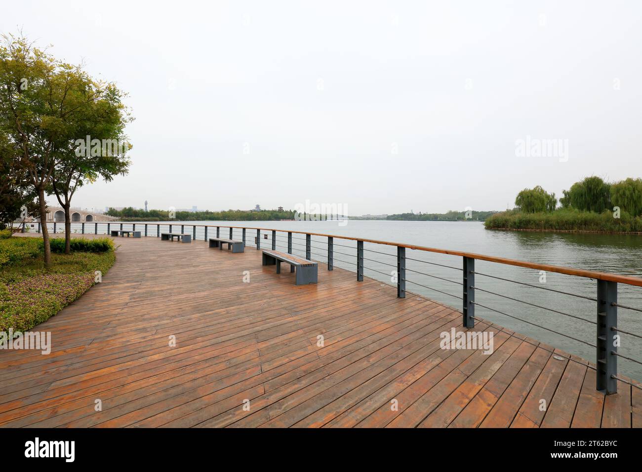 Park wooden platform Stock Photo - Alamy