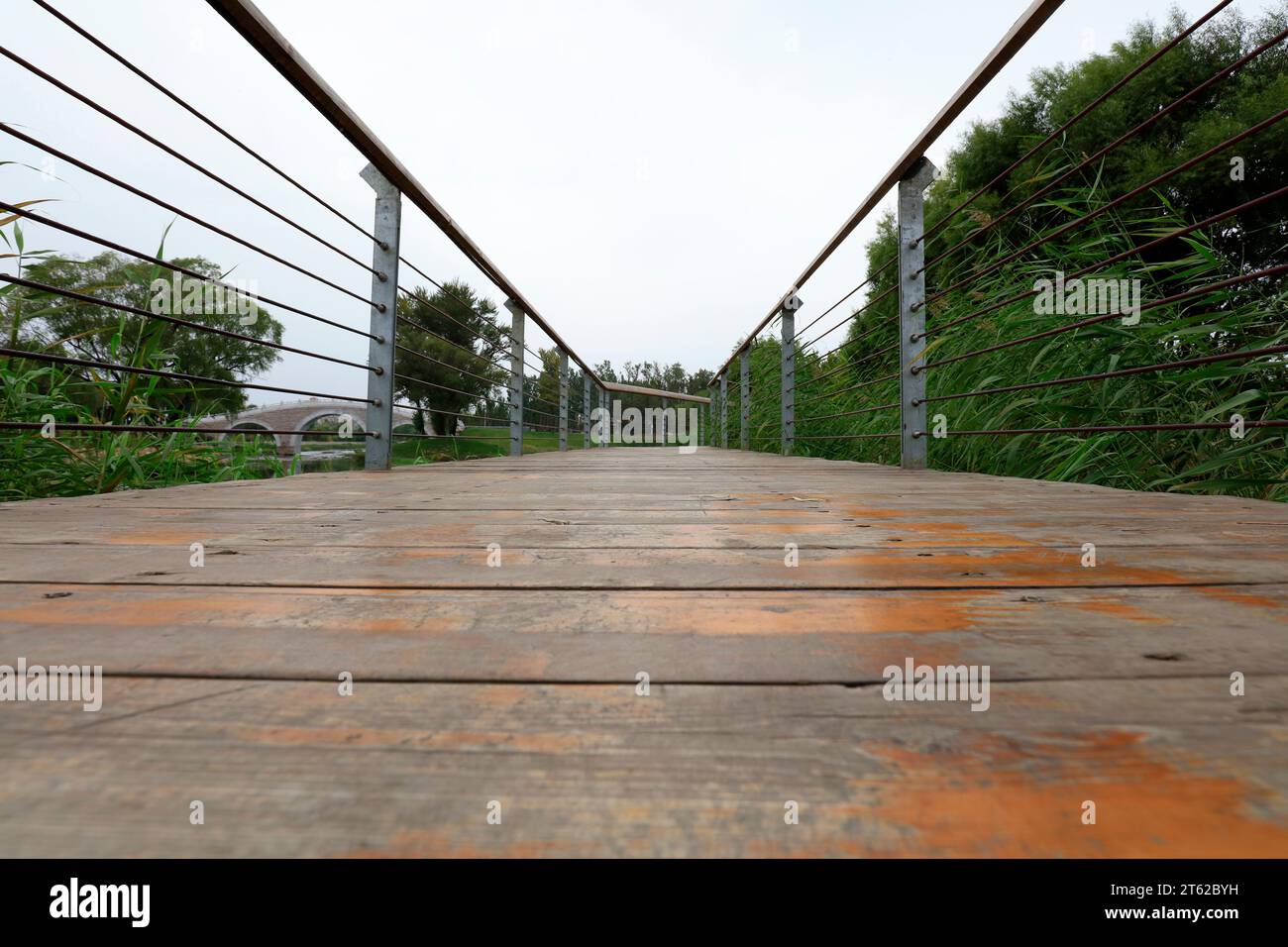 Park wooden platform Stock Photo - Alamy