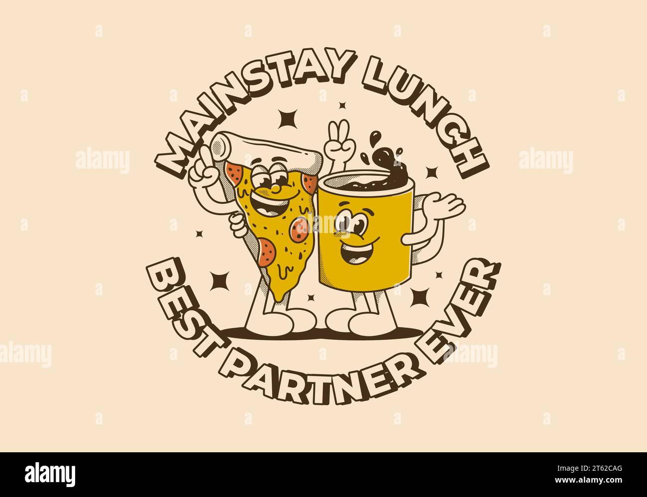 Mainstay lunch, best partner ever. Mascot character illustration of a ...