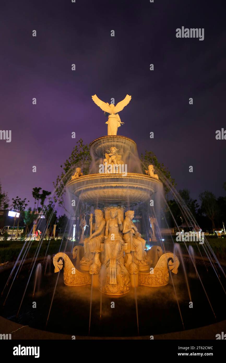 City Park night view, Tangshan, China Stock Photo - Alamy