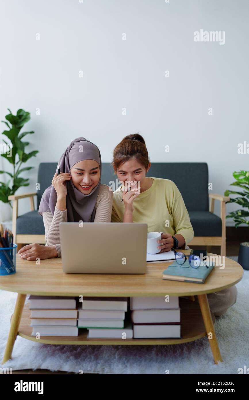 Muslim undergraduates and Asian women are studying online using ...