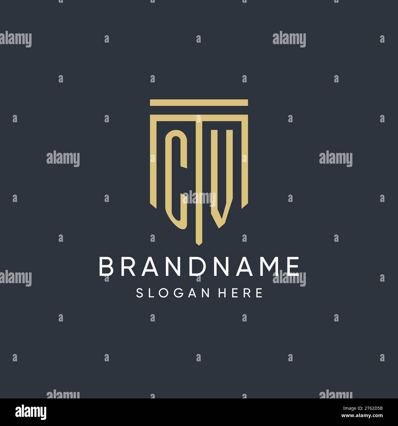 CV monogram with modern and luxury shield shape design vector graphic ...
