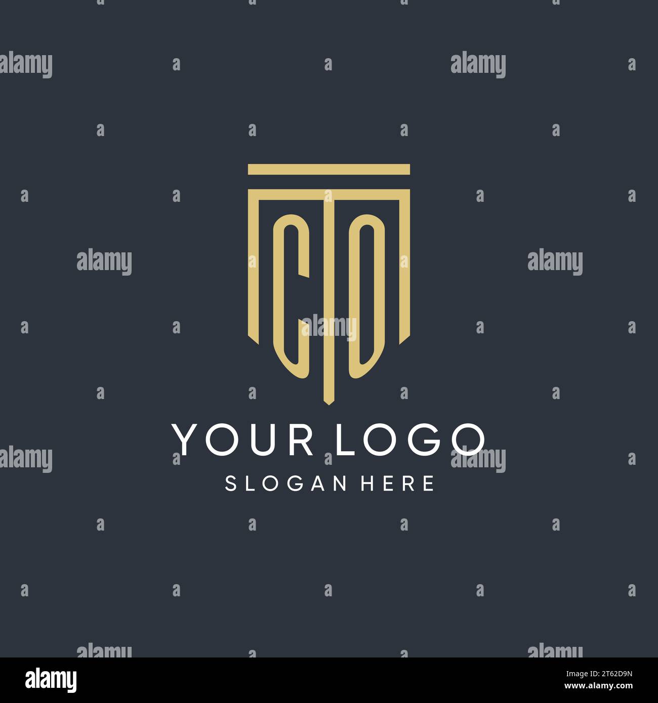 CO monogram with modern and luxury shield shape design vector graphic ...