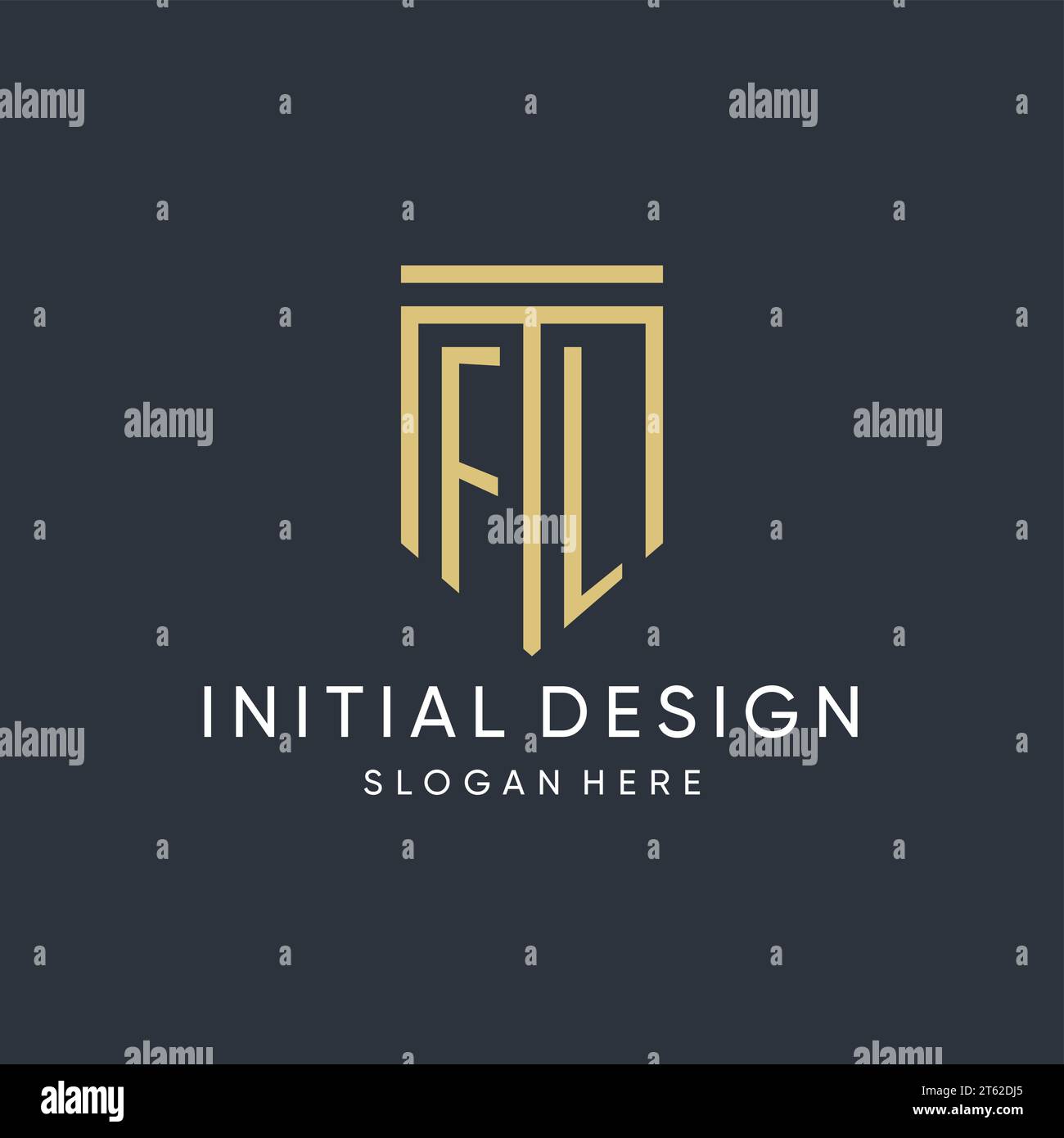 FL monogram with modern and luxury shield shape design vector graphic ...