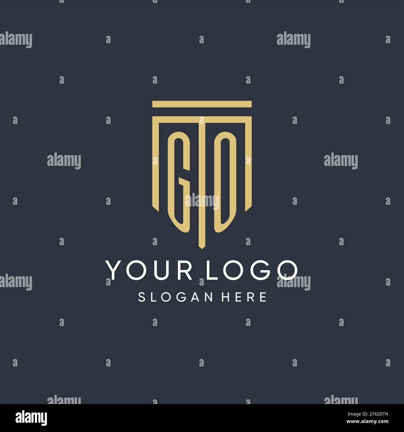 GO monogram with modern and luxury shield shape design vector graphic ...